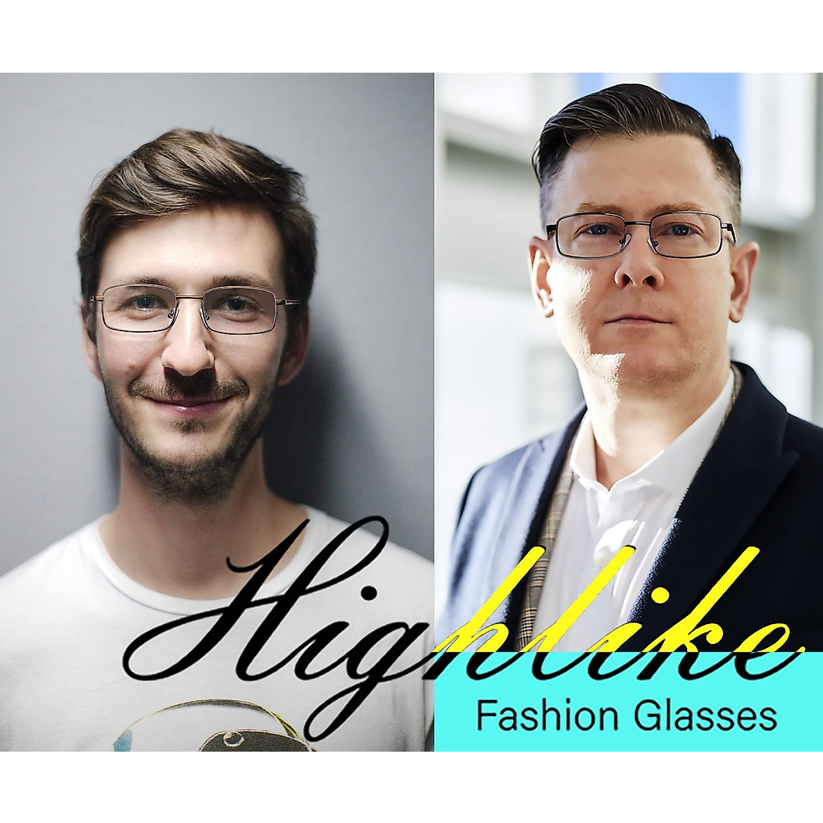 HIGHLIKE 4-Pack Reading Glasses Men, Women Metal Stainless Flex Readers with Soft Cases, Clear Lens Blue Light Glasses, 2 Black 2 Gunmetal 3.5 x
