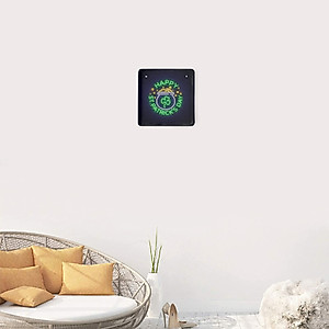 XYHX Metal Tin Sign-Happy st Patricks Day Vector Illustration in neon Style Sign Greeting Card Postcard ne-Metal Retro Home Kitchen Office Garden Garage Wall Decor Plaque 8x8inch zs, White 3