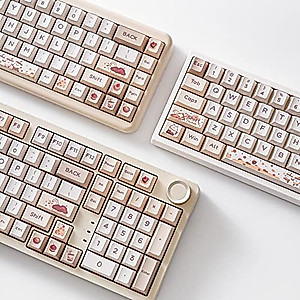 YUNZII Boba Dye Sub PBT Keycaps,154 Full Keys Dye Sublimation PBT Custom Keycaps with Key Puller for Cherry Gateron MX Switches Mechanical Gaming Keyboard (Cherry Profile, Boba)