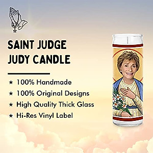 Judy Funny Saint Candle - 8 inch Glass Prayer Pop Culture Saint Candle - 100% Handmade in USA - Funny Celebrity Novelty TV Show Gift