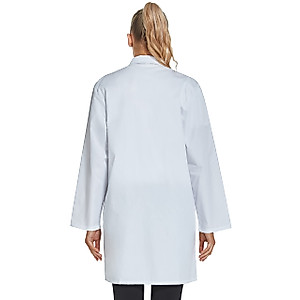 VOGRYE Professional Lab Coat for Women Long Sleeve, White, Unisex XL
