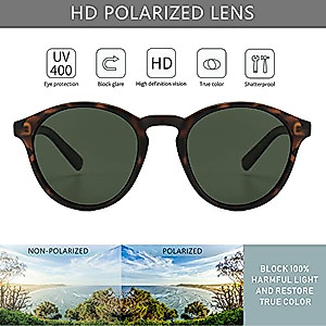 SUNGAIT Women's Classic Vintage Round Polarized Sunglasses Retro Style UV400(Amber Frame(Matte Finish)/Green Lens) K166HUPOKMOLV