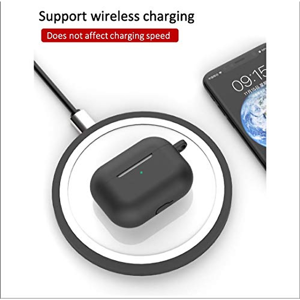 Airpods Pro Case Cover-Portable Shockproof Soft Silicone case, Compatible with Apple AirPods Pro(Front LED Visible),AirPods Pro Case Cover with Keychain (Cream Color)