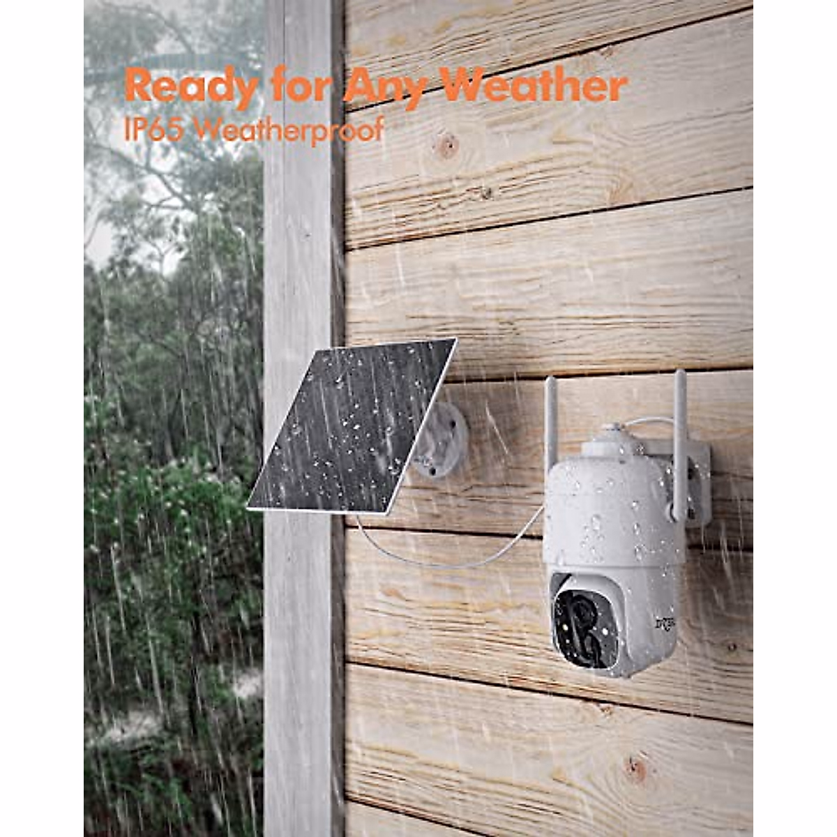 Dzees 5W Solar Panel for Security Camera, Continuous Power Supply for PTZ D3 Rechargeable Battery Security Camera, 9.8ft Charging Cable with Waterproof Silicone Plug, DC 5V Micro USB Port