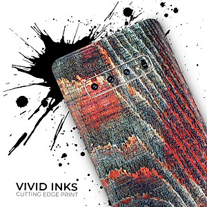 DesignSkinz Grungy Orange and Teal Dyed Wood Surface Protective Vinyl Decal Wrap Skin Cover Compatible with The Samsung Galaxy S20 (Screen Trim & Back Glass Skin)