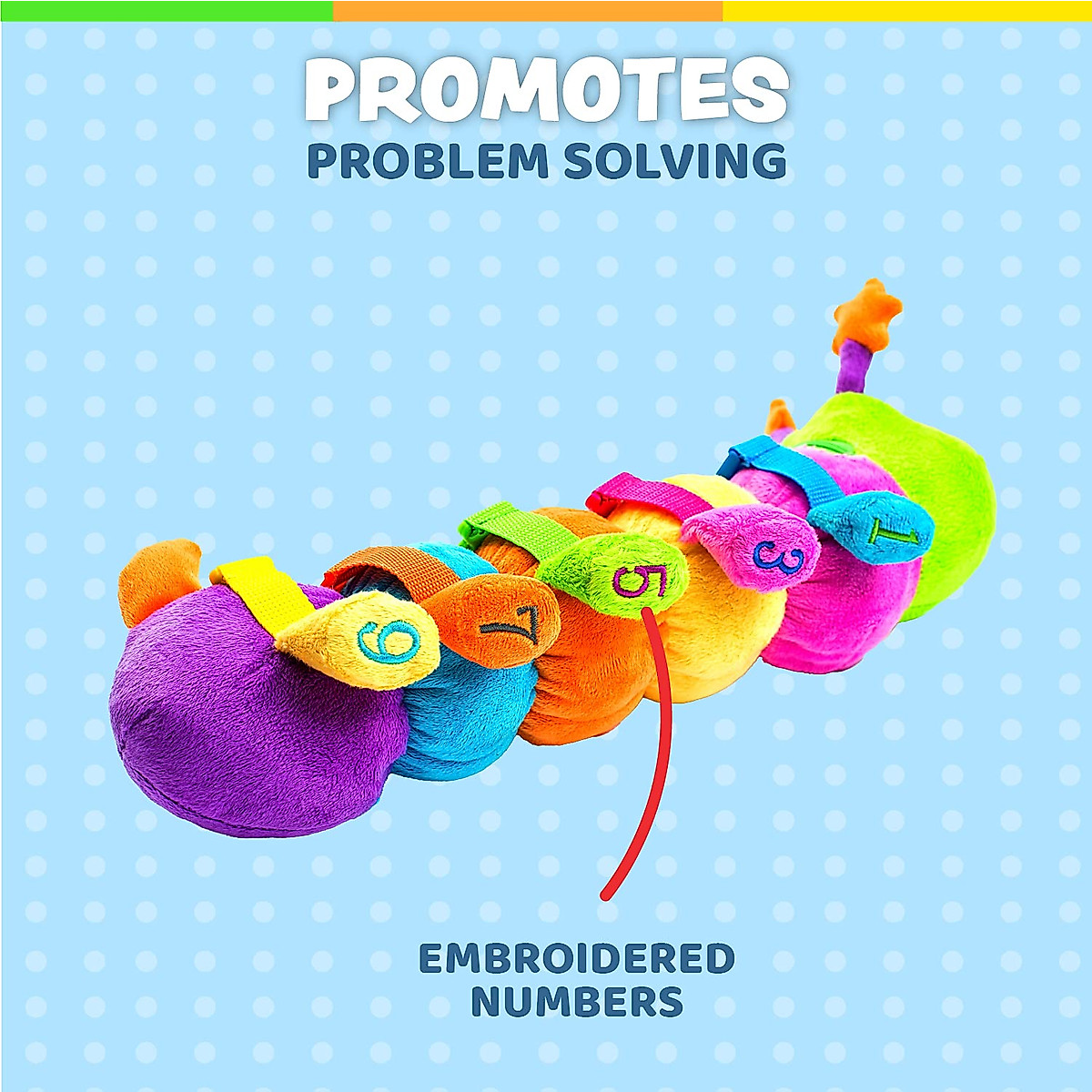 Buckle Toys - Bentley Caterpillar - Travel with Toddler Must Have Activity Toy - Fine Motor Skill Development - Counting and Color Recognition Stuffed Animal