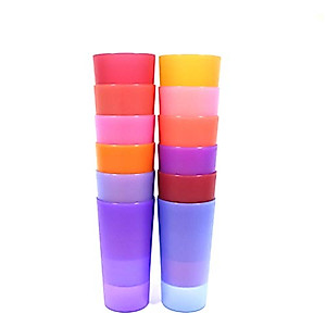 Unbreakable 26-ounce Plastic Tumbler Drinking Glasses, Set of 12 Multicolor, Bright Color- Dishwasher safe, BPA Free
