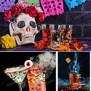 3D UV DTF Cup Wrap Transfer Stickers Halloween Pumpkin Ghost Waterproof Rub on Transfers for 16OZ Libbey Glass Cups （Pack of 6）