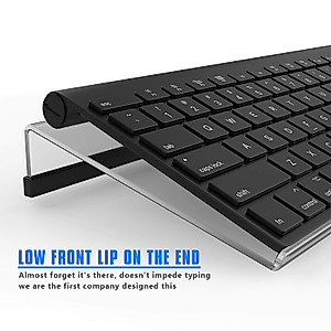 Richboom Acrylic Keyboard Stand for compact Keyboard with 78 keys, Tilted Computer Keyboard Holder with Silicone Strip, Compact, 11.8" Length
