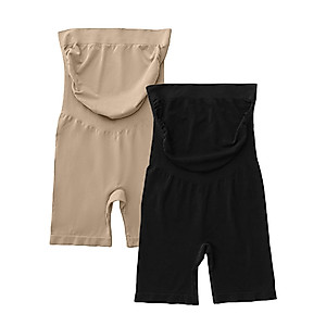 Kindred Bravely Bamboo Seamless No Rub Maternity Shorts 2 Pack (Black/Twilight, Medium)