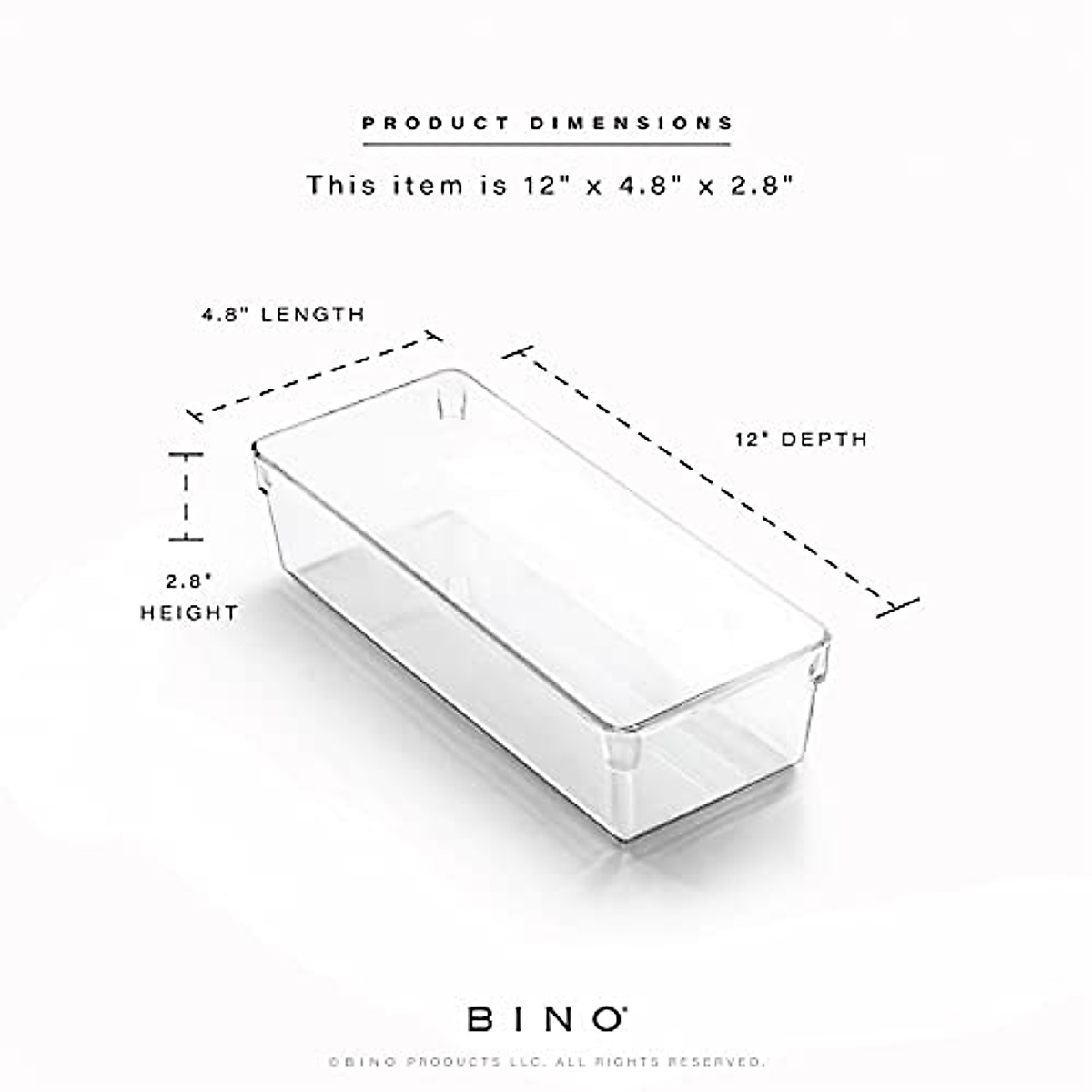 BINO | Oblong Plastic Drawer Organizer Bin, 2 Pack | THE ARTISAN | Multi-Purpose | Durable | BPA-Free | Desk Drawer Organizer | Vanity Organizer | Bathroom Drawer Organizer | Makeup Drawer Organizer