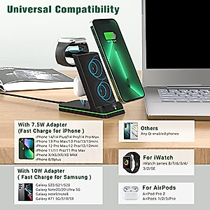 Charging Station for Apple Devices, 3 in 1 Wireless Charger Stand with 20W USB C Adapter Compatible with iPhone 14 13 12 11 Pro Max 8 XS XR, Fast Charging Stand Dock for Apple Watch Series & AirPods