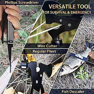 Men Women Gifts Multitool Hatchet Camping Essentials Survival Multi Tool 14-in-1 Fathers Day Brithday Gift for Dad Him Son Her Hiking Backpacking Gear Axe Hammer Saw