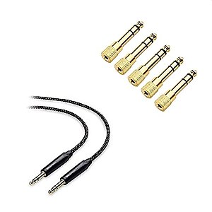 Cable Matters 5-Pack 1/4 to 1/8 Headphone Adapter & 1-Pack Preminum Braided Balanced 1/4 Inch TRS Cable