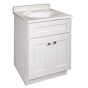 Design House 584870 Bath Shaker 2-Door Bathroom Vanity with Cultured Marble White Top, 4-Inch Centerset, 2 Piece
