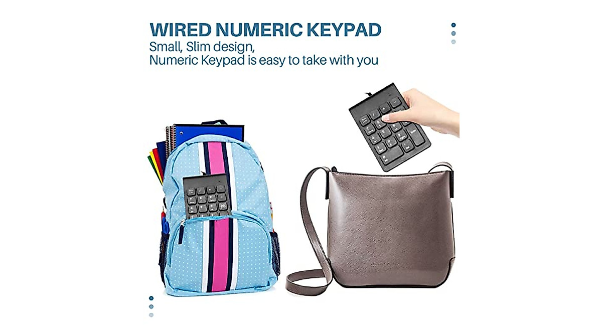 Spacesea USB Wired Numeric Keypad Numpad 18 Keys Digital Keyboard for ...