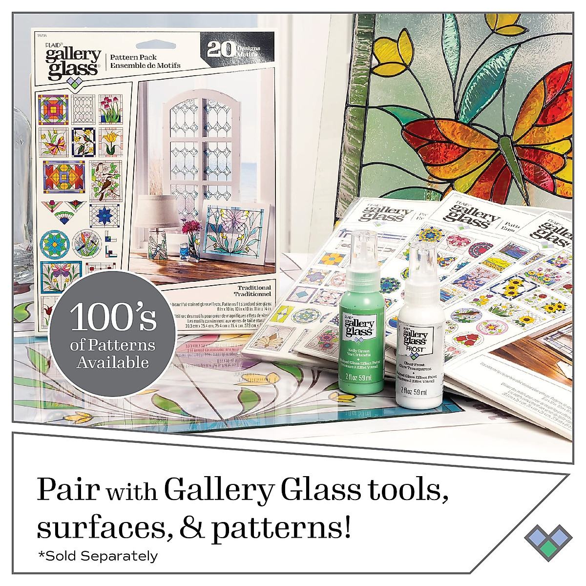 Gallery Glass Jewel Tones PROMOGGJL22 Stained Kit, 8 Piece Glass Paint Set for DIY Arts and Crafts, Perfect for Beginners and Artists