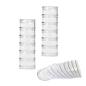 Paylak Set Storage Stackable Interlocking Clear Containers 12 with Lids Beads Crafts Findings Small Items (2.75" Round)