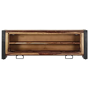 vidaXL Solid Wood Sheesham Shoe Cabinet Storage Side Shoe Rack Bench Box Organizer Cabinet Hallway Entryway Home Indoor Furniture Steel