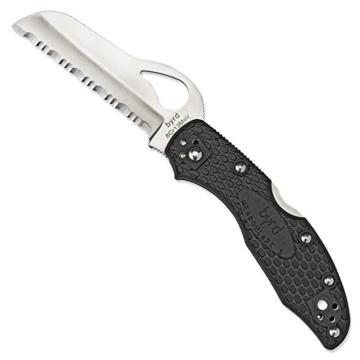 Byrd Meadowlark 2 Rescue Lightweight Knife with 3.05" Stainless Steel Sheepfoot Blade and High Performance Black FRN Handle - SpyderEdge - BY19SBK2