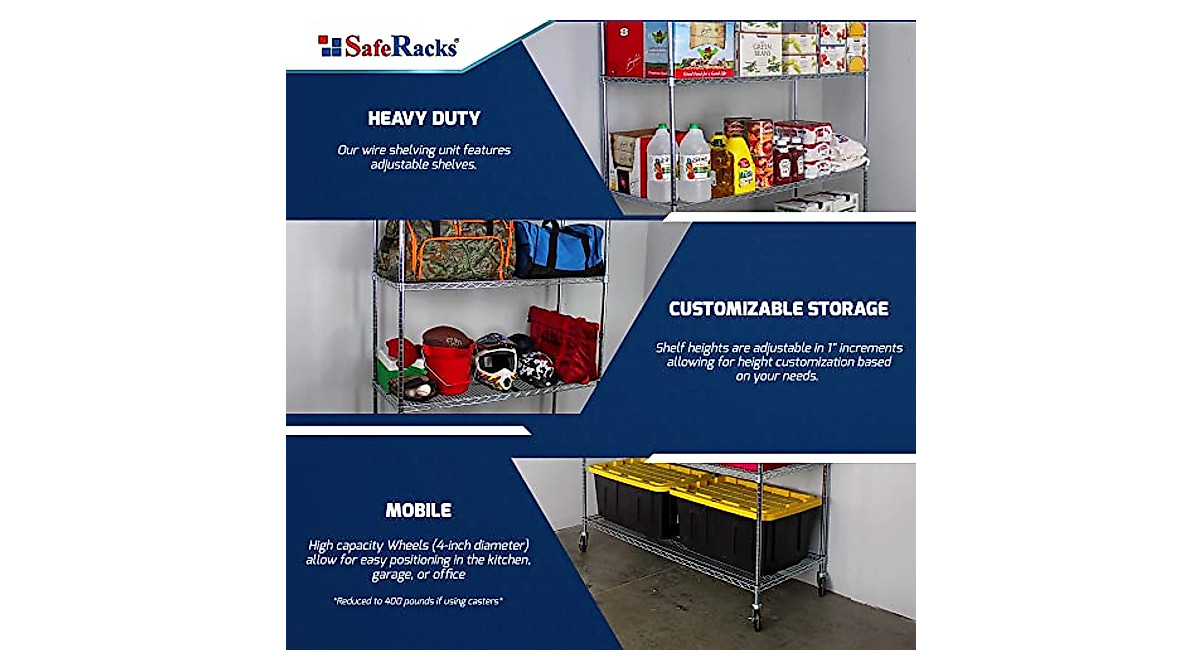 SafeRacks Heavy Duty Storage Shelves with Wheels