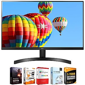 LG 27ML600M-B 27 inch Full HD 16:9 IPS 3-Side Borderless Radeon FreeSync Monitor Bundle with 1 YR CPS Enhanced Protection Pack and Elite Suite 18 Standard Editing Software Bundle