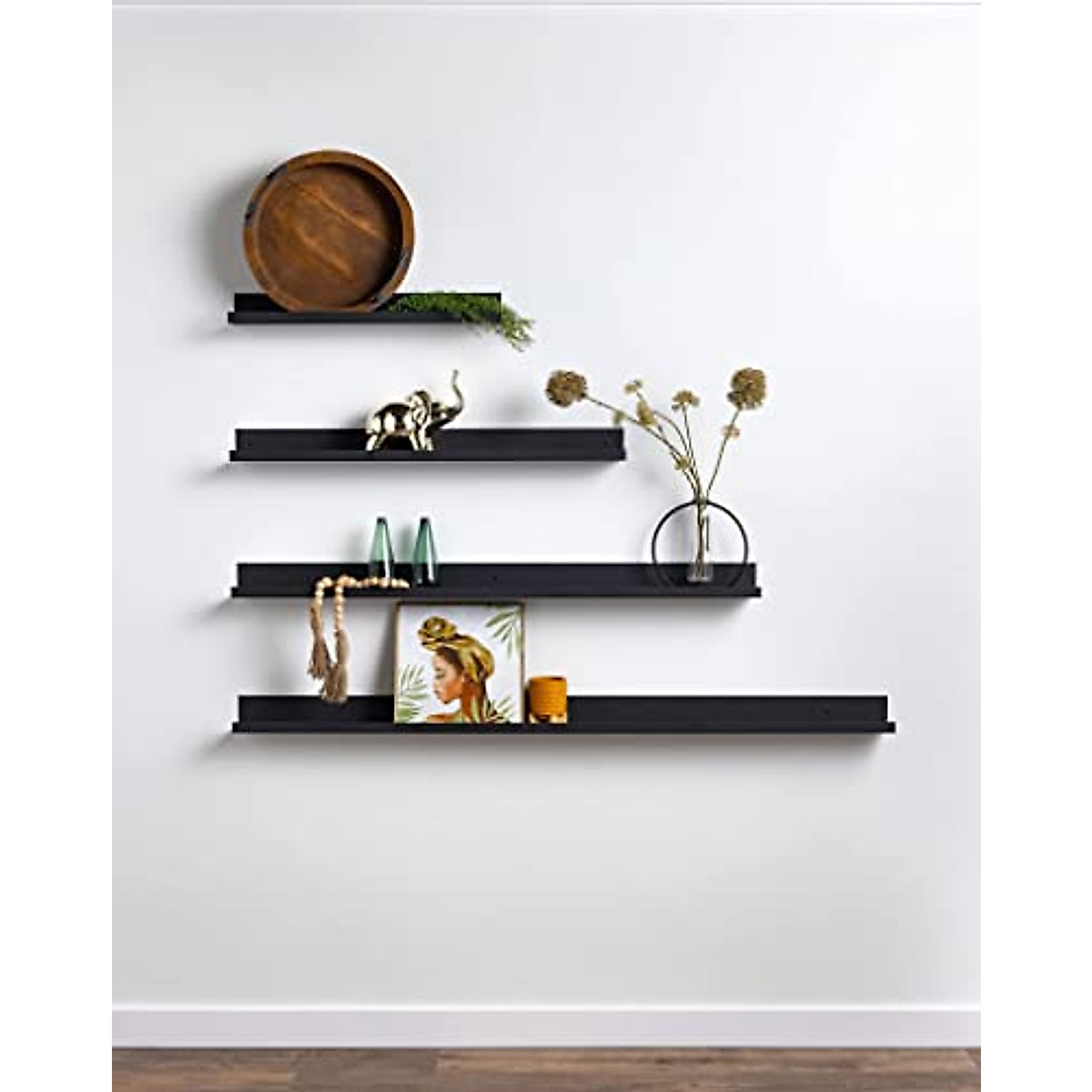Infinite Design Floating Metal Wall Shelf – Minimalist Premium Floating Shelves MADE IN USA | Easily Mounted, Perfect Floating Shelf for your Living Room, Kitchen, Bathroom or Bedroom | Black, 48 Inch