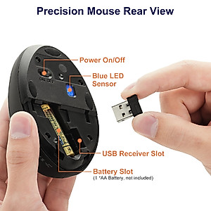 SANWA 2.4G Wireless Ergonomic Mouse, Optical Vertical Ergo Mice for Small Hands, Reduce Wrist Strain, 800/1200/1600 DPI, 5 Buttons, Compatible with MacBook, Laptop, Windows, Mac OS, Black