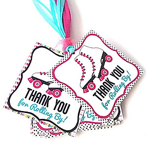 Roller Skating Thank You Favor Tags by Adore By Nat - Girl Kids Children Birthday Sport Party Gift Tags - Set of 12