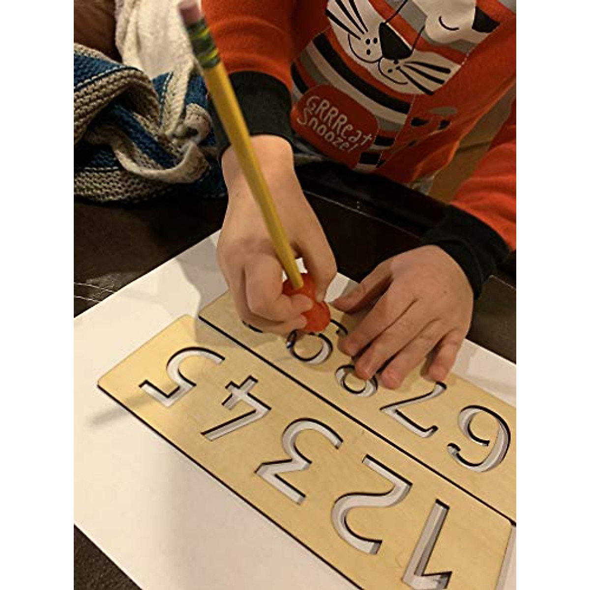 Bodima Educational Wood Handwriting Stencil Set | Easy-to-Use Writing Guide for Kids & Preschoolers | Letters & Number Stencils for More Convenient Handling & Tracing | Reusable Boards (Shapes)