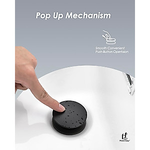 Matte Black ABS Pop Up Sink Drain with Overflow for Bathroom Vessel Sink Lavatory Vanity Bathroom Sink Drains-Easy Installation- Leakage Proofing, Amatte Black