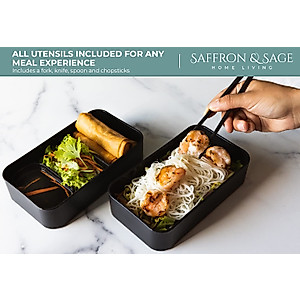 Bento Box Adult Lunch Box Containers - 42oz Japanese style Bento Lunch Box for Adults or Kids with Cutlery, Chopsticks, Sauce Container and Bento Bag - Leak proof, Dishwasher, Freezer, Microwave safe