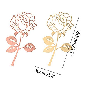 2 Pcs Metal Hollow Rose Bookmark Elegant Book Marks DIY Art Craft Gifts for Home Office School (Gold, Rose Gold)