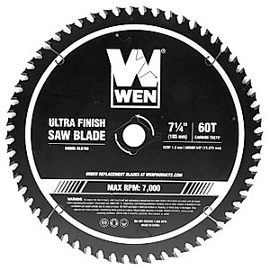 WEN BL0760 7.25-Inch 60-Tooth Carbide-Tipped Professional Ultra Fine-Finish Circular Saw Blade with Cool-Cut Coating