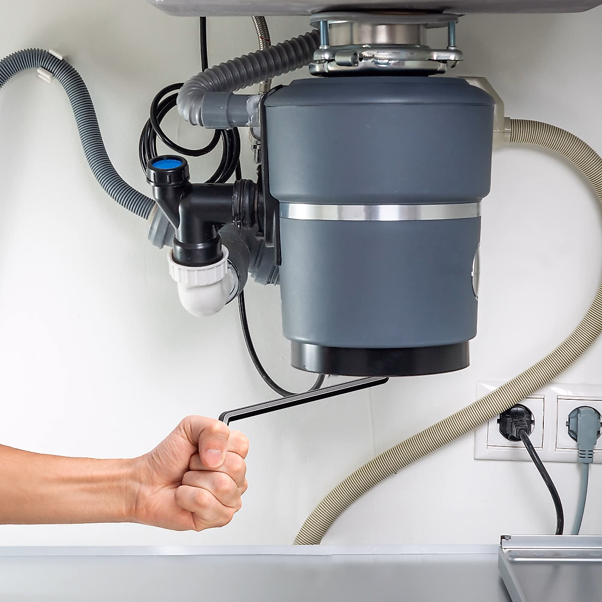 Mellbree Garbage Disposal Wrench, 2-Pack Garbage Disposal Allen Wrench Tool Badger Compatible with InSinkErator Garbage Disposal to Unjam Kitchen Sink Food Garbage Disposal Clogging, Black