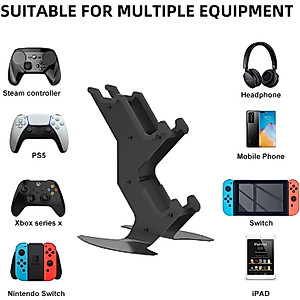 Controller Holder, Game Controller Rack Headset Stand for Xbox Series X S/Xbox one / PS5 / PS4 / NS/PC/Headset, Aluminum Metal Headset Mount Universal Organizer for Video Game Accessories