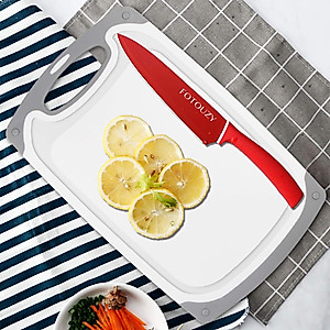 Fotouzy Extra Large Cutting Board Set of 3, BPA Free, Dishwasher Safe, Juice Grooves, Large Thick Plastic Boards, Easy Grip Handle, Non-Slip, Non Porous, Kitchen (Gray)