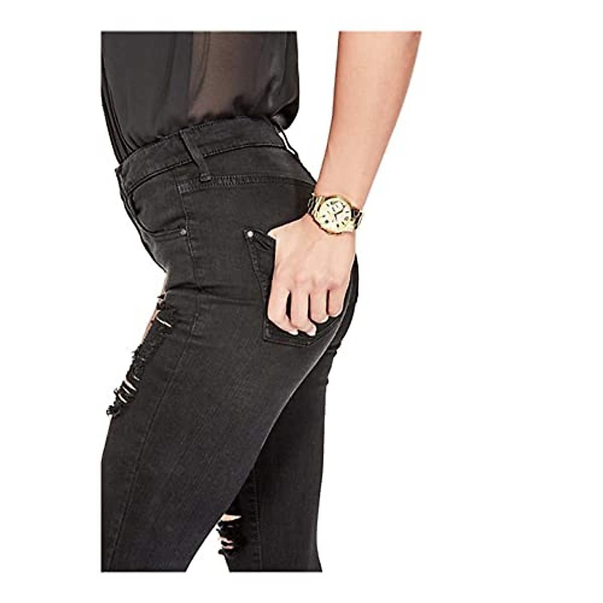 GUESS Womens Multi Dial Watch Solar with Stainless Steel Strap, Gold, Bracelet