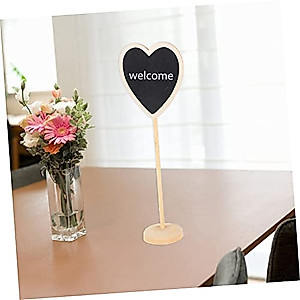 STOBOK 50 Pcs Message Board Wooden Blackboards Heart Chalkboard Chalk Board Name Plates Chalk Boards for Tables Mini Blackboard Sign Removable Name Heart Plates Memorandum Detachable