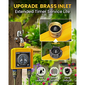 RAINPOINT Sprinkler Timer WiFi Water Timer with Brass Inlet,2 Outlets Smart Hose Timer,Automatic Irrigation System Controller, 2.4Ghz WiFi & Voice Control, Irrigation by Weather/Quantity/Soil Moisture