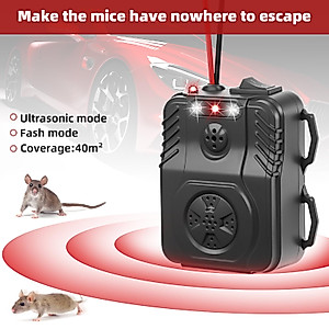 Ultrasonic Rodent Repellent Under Hood Animal Repeller Rat Deterrent for Car Engines with LED Strobe Lights, Car Truck RV Rodent Defense Vehicle Protection (2)