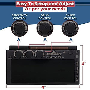 AmeriArc 2x4 Auto-Darkening Welding Helmet Lens Variable shade 9-13, Clear Dark Lense, Autodarkening