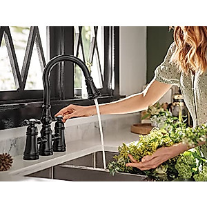 Moen S73204ORB Weymouth Two Handle Pulldown Bridge Kitchen Faucet, Oil Rubbed Bronze