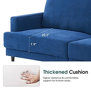 MCombo Convertible Sectional Sofa Couch Modern 3-Seat Couch for Living Room Mid Century Royal Blue Sofa for Bedroom L Shape Couch with Chaise for Bedroom Small Space Apartment 5130