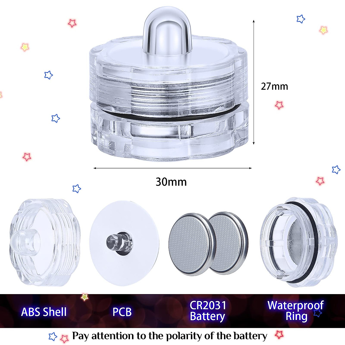 72 Pack Submersible LED Lights Waterproof Tea Lights White Submersible Pool Lights Underwater LED Tea Lights Flameless Battery Operated for Wedding Pool Party Decoration (White)