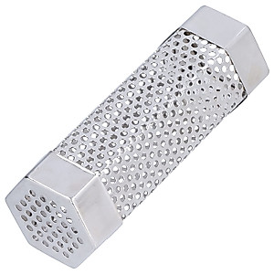 Smoker Tube, 304 Stainless Smoker Tube, Barbecue Smoke Generator Steel Portable Hex Stable Barbecue Smoke Generator Pipe for Cold Hot Smoking Grilled Foods (Length 15.4CM*Height