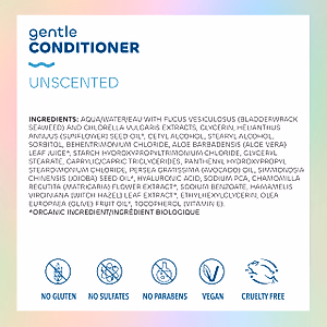 Seaweed Bath Co. Gentle Conditioner, Unscented, 12 Ounce, Sustainably Harvested Seaweed, Aloe, Argan Oil, for Sensitive Scalps