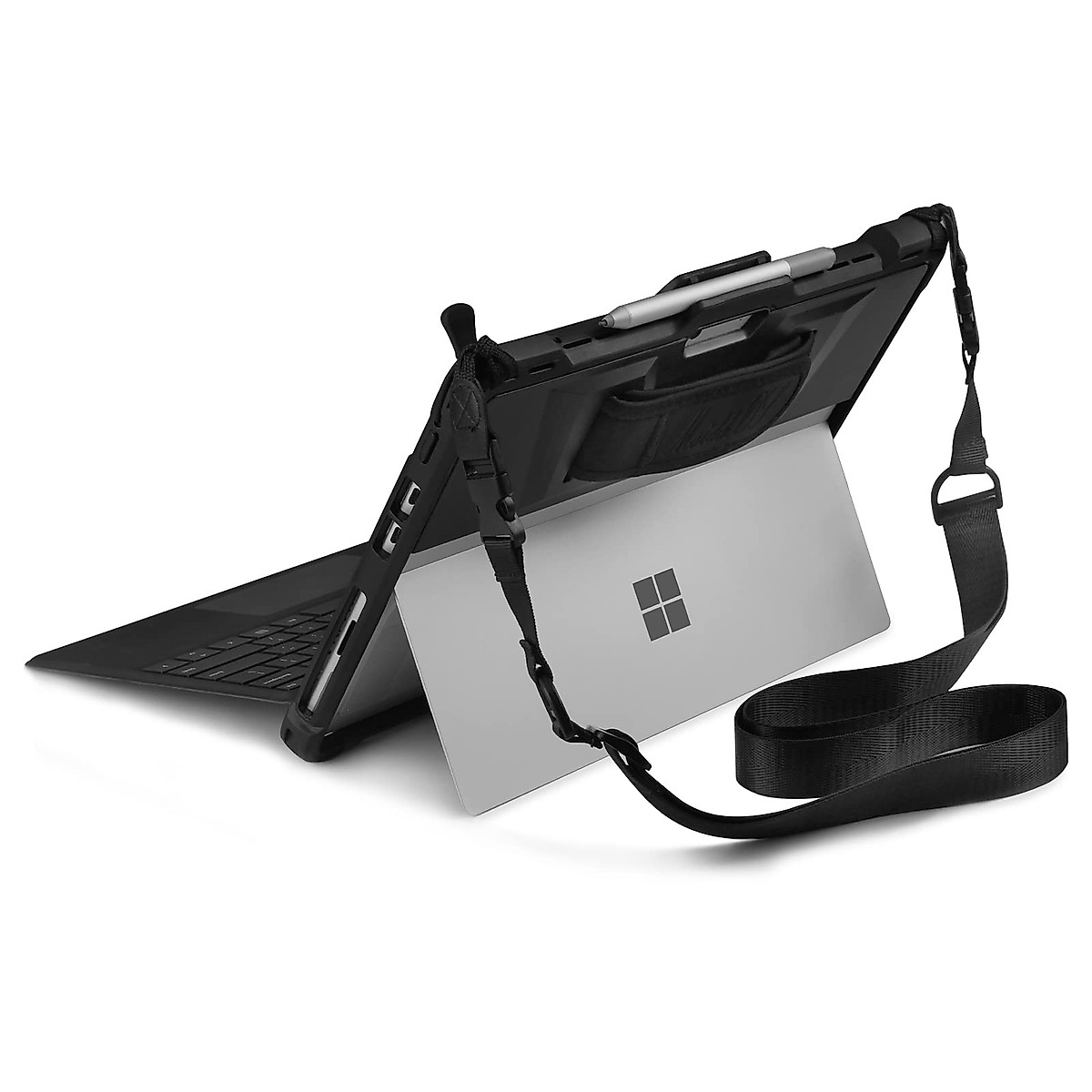 HZmeris Rugged Case for Surface Pro 8 Microsoft Cover Funda de tableta Lightweight Shockproof Case Pen Holder 13 inch Sleeve Tablet Shell 2021 Release Black