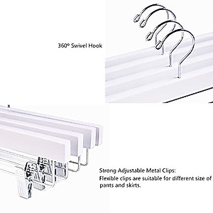 Better to U White Wooden Pants Hangers, Solid Wood Bottom Trousers Jeans Skirt Hangers with Clips (20 Pack)