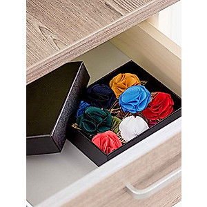 Shappy Men's Satin Lapel Pins with Metal Chain, Handmade Boutonniere Pins with Metal Chain and Storage Box (15 Colors)